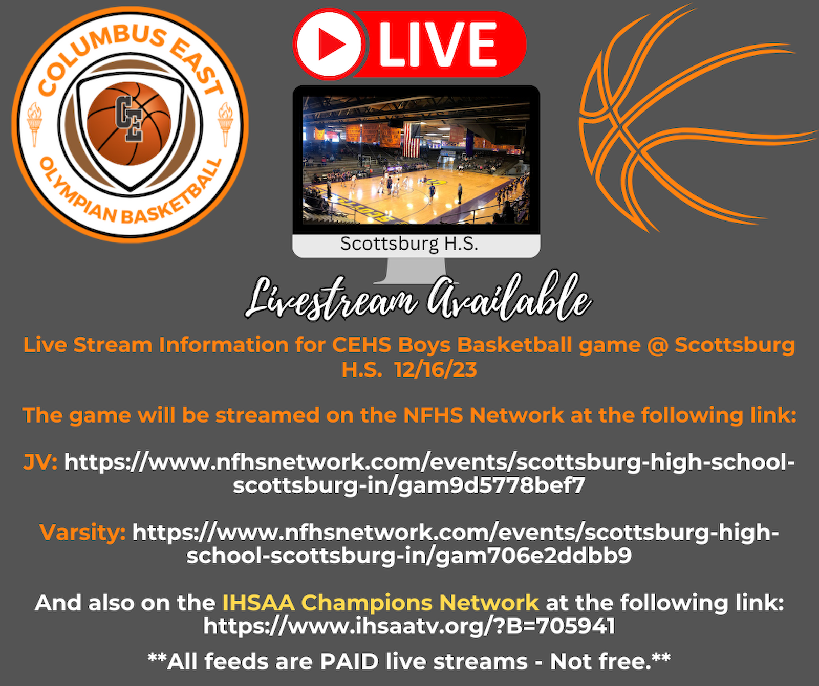 Boy's Olympian Basketball - Live Stream info for 12/16 @ Scottsburg ...